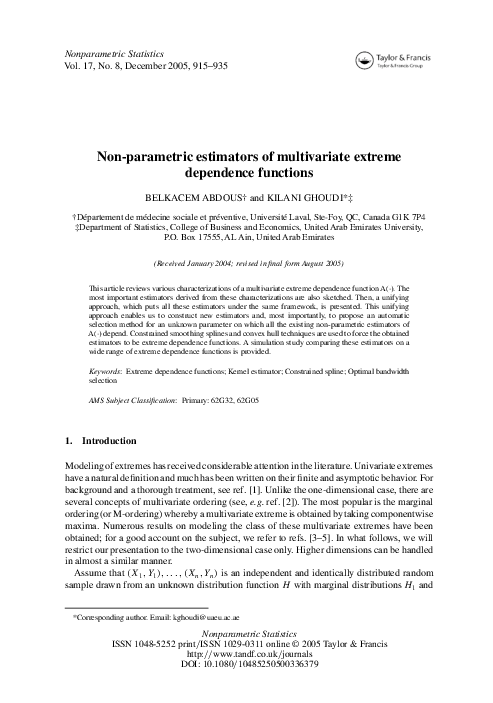 (PDF) Non-parametric estimators of multivariate extreme dependence ...