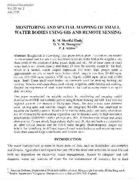 (PDF) Monitoring and spatial mapping of small water bodies using GIS ...