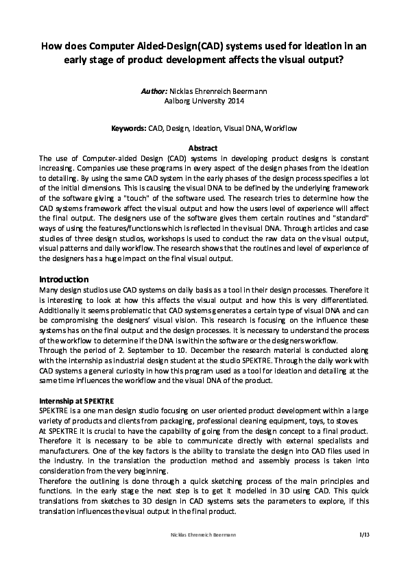 (PDF) How does Computer Aided-Design(CAD) systems used for ideation in ...