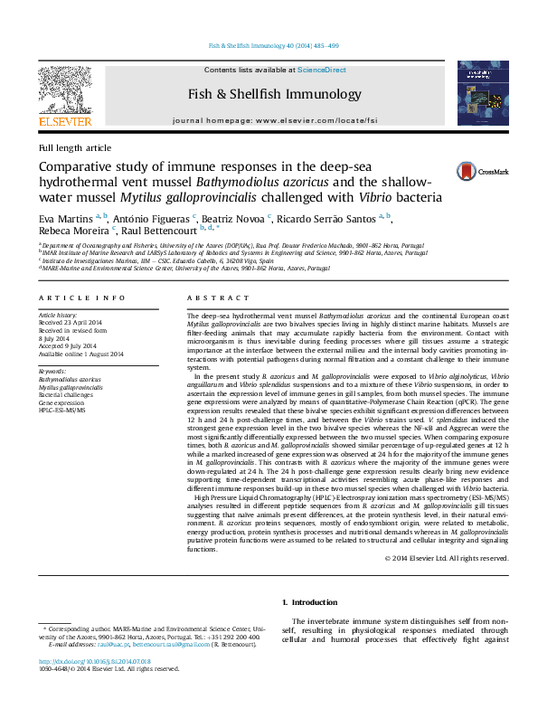 (PDF) Comparative study of immune responses in the deep-sea ...