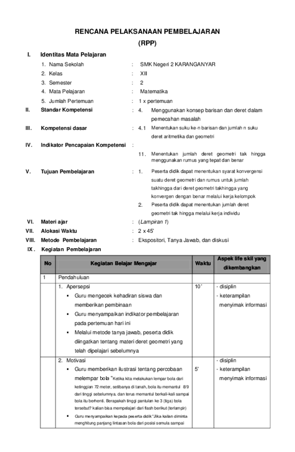 (DOC) Rpp matematika sma berkarakter 2010 MTK