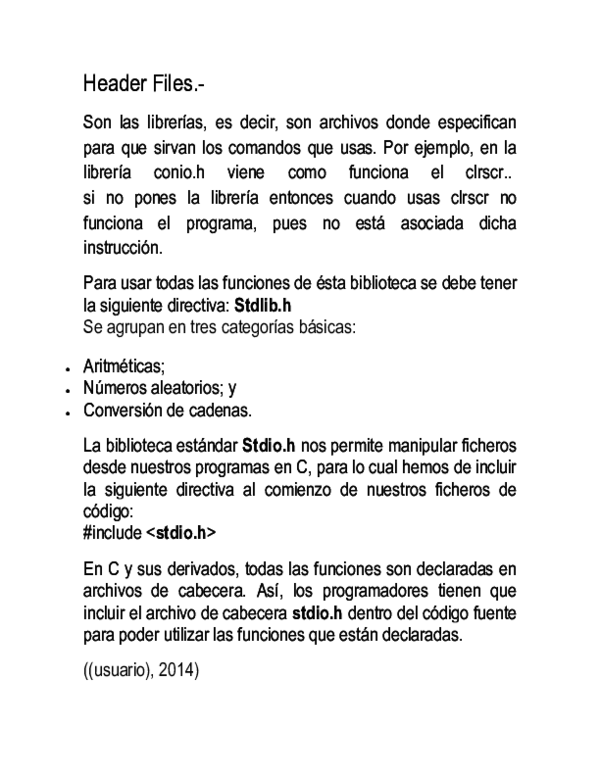 (DOC) Header Files