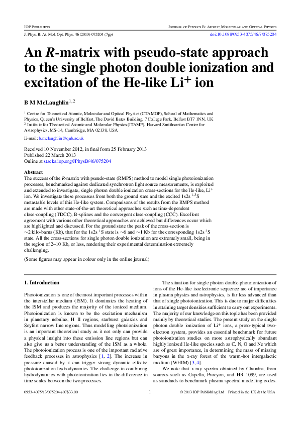Pdf An R Matrix With Pseudo State Approach To The Single Photon