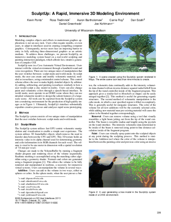 (PDF) SculptUp: A Rapid, Immersive 3D Modeling Environment