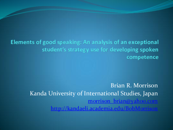 (PPT) Elements of good speaking