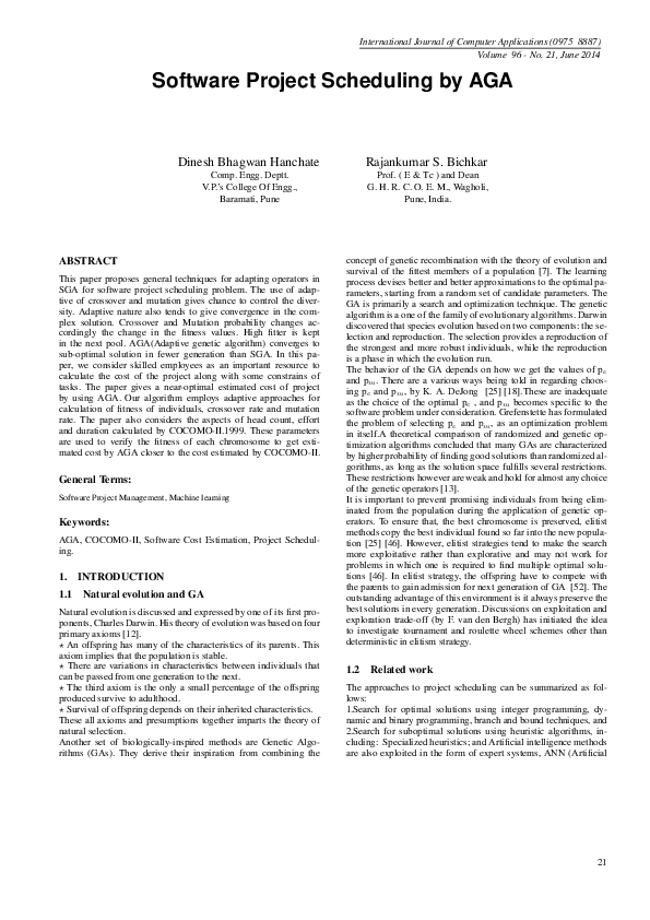 Software Project Scheduling By Aga