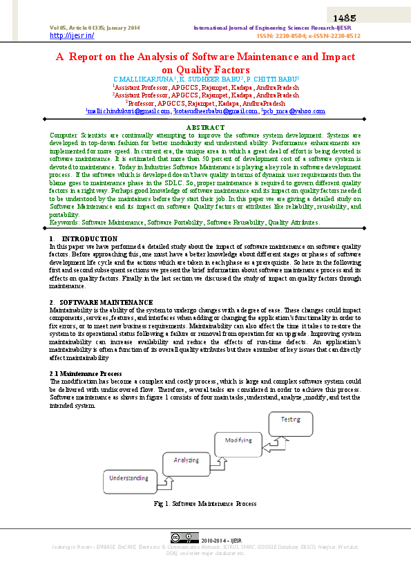 (PDF) A Report on the Analysis of Software Maintenance and Impact on ...