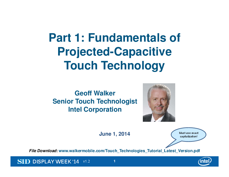 (PDF) Part 1: Fundamentals of Projected-Capacitive Touch Technology