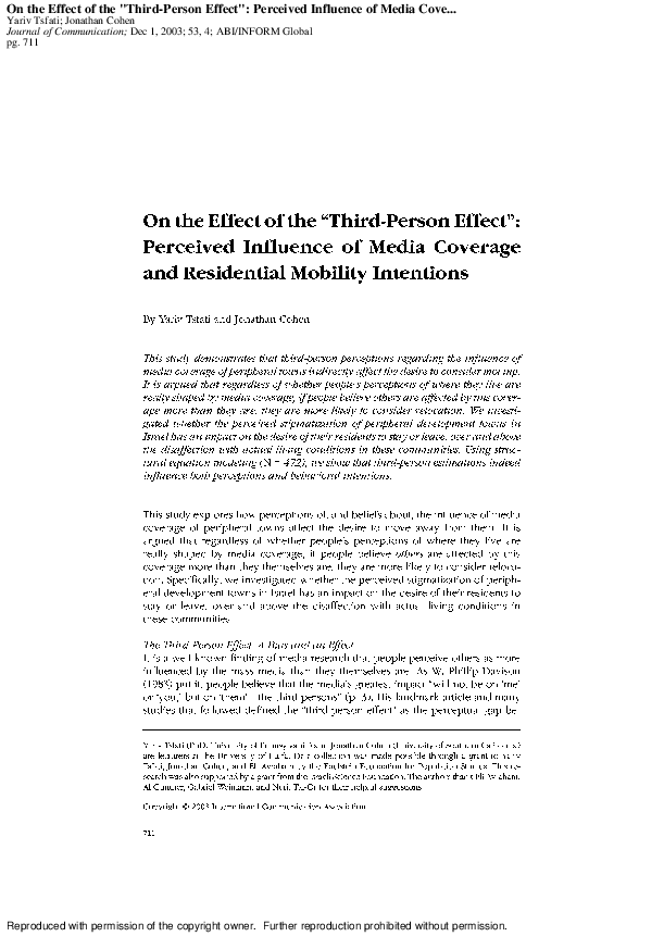 (PDF) On the effect of the third person effect: Perceived influence of ...