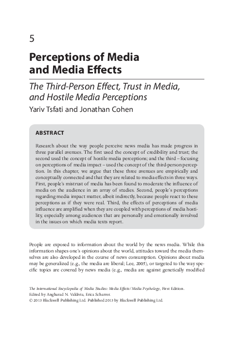 (PDF) Perceptions of Media and Media Eff ects The Third - Person Eff ...