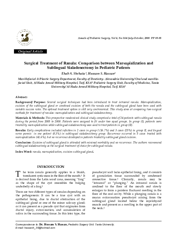 (PDF) 5-Surgical Treatment of Ranula