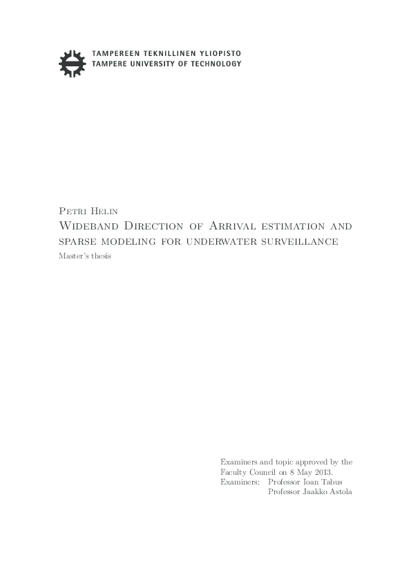 (PDF) Reshetov LA Wideband Direction of Arrival estimation and sparse modeling for underwater ...
