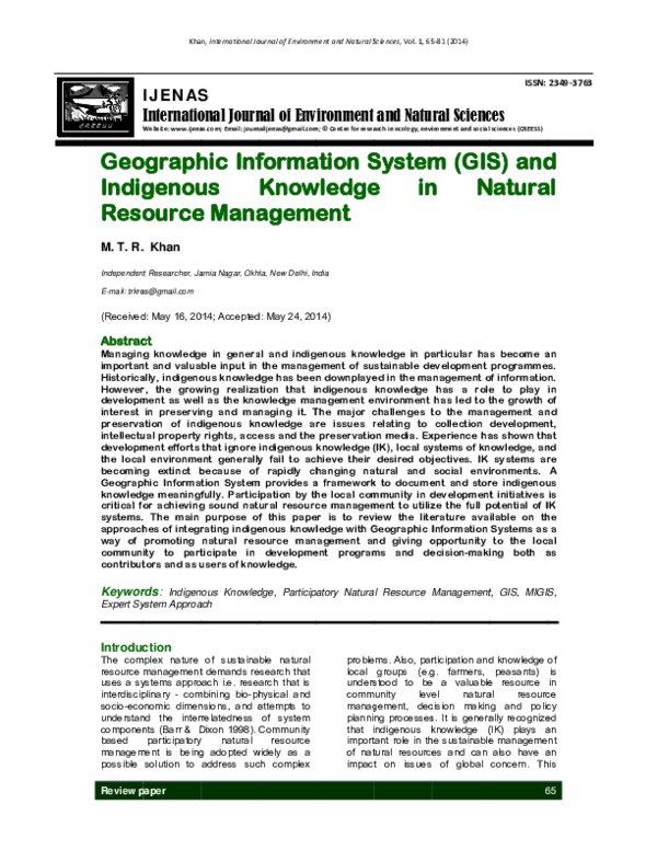 (PDF) Geographic Information System (GIS) and Indigenous Knowledge in ...