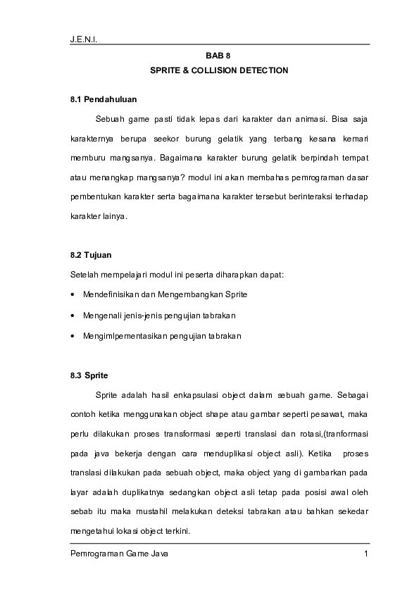 Pdf Modul8 Sprite And Collision Detection
