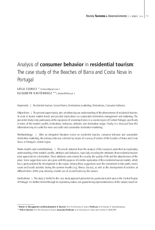 (PDF) Analysis of consumer behavior in residential tourism: The case ...