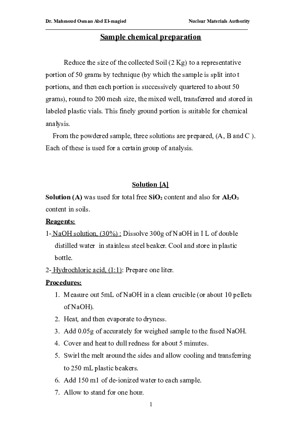 (DOC) Sample chemical preparation