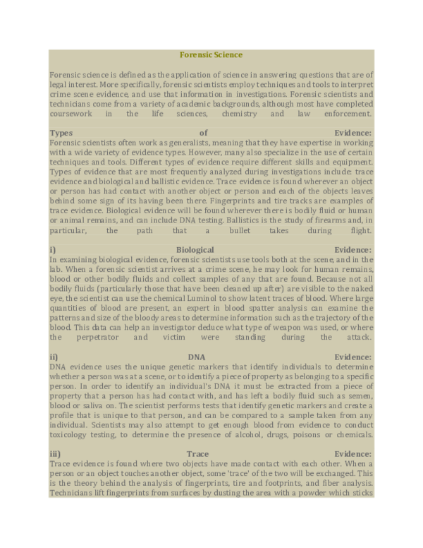 (DOC) Forensic Science