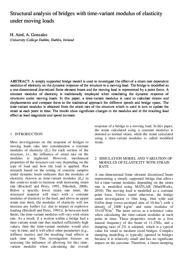 (PDF) Structural Analysis of Bridges with time-variant Modulus of Elasticity under Moving Loads