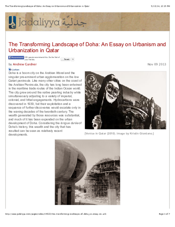 (PDF) The Transforming Landscape of Doha: An Essay on Urbanism and ...