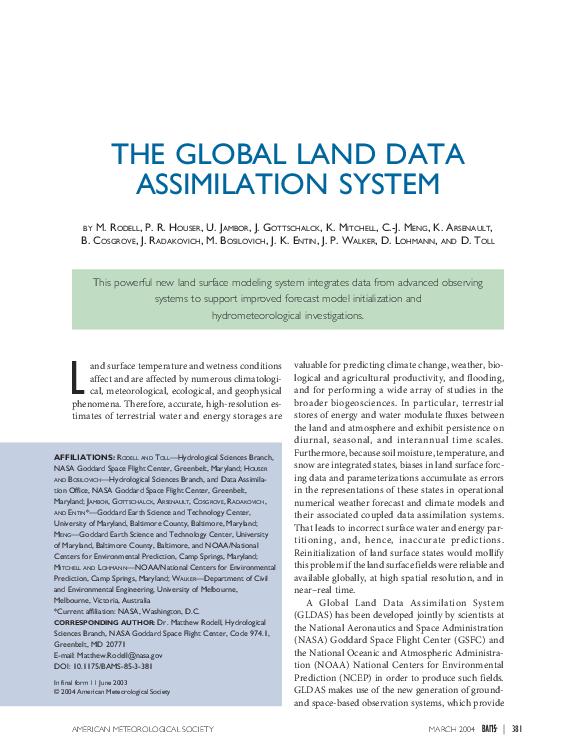 (PDF) The Global Land Data Assimilation System