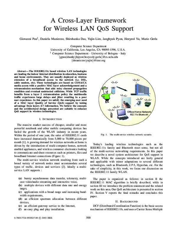 (PDF) A Cross-Layer Framework for Wireless LAN QoS Support