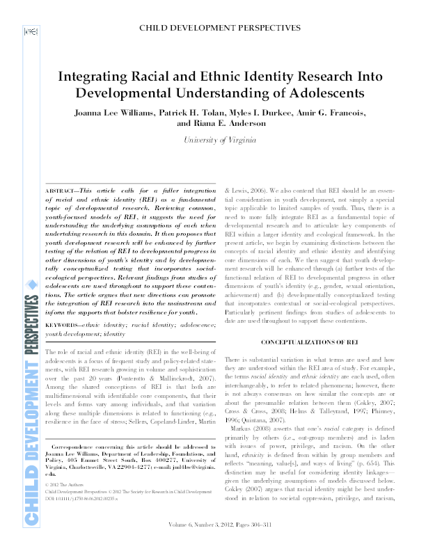 (PDF) Integrating Racial and Ethnic Identity Research Into ...