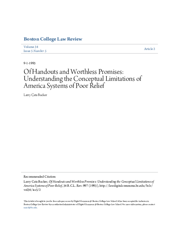 (PDF) Of Handouts and Worthless Promises: Understanding the Conceptual ...