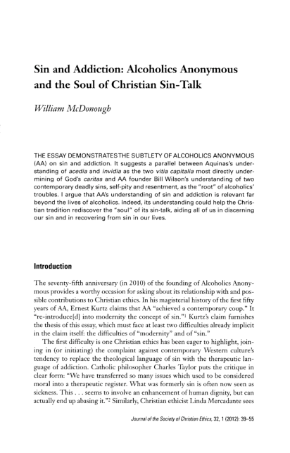 (PDF) Sin and Addiction: Alcoholics Anonymous and the Soul of Christian ...