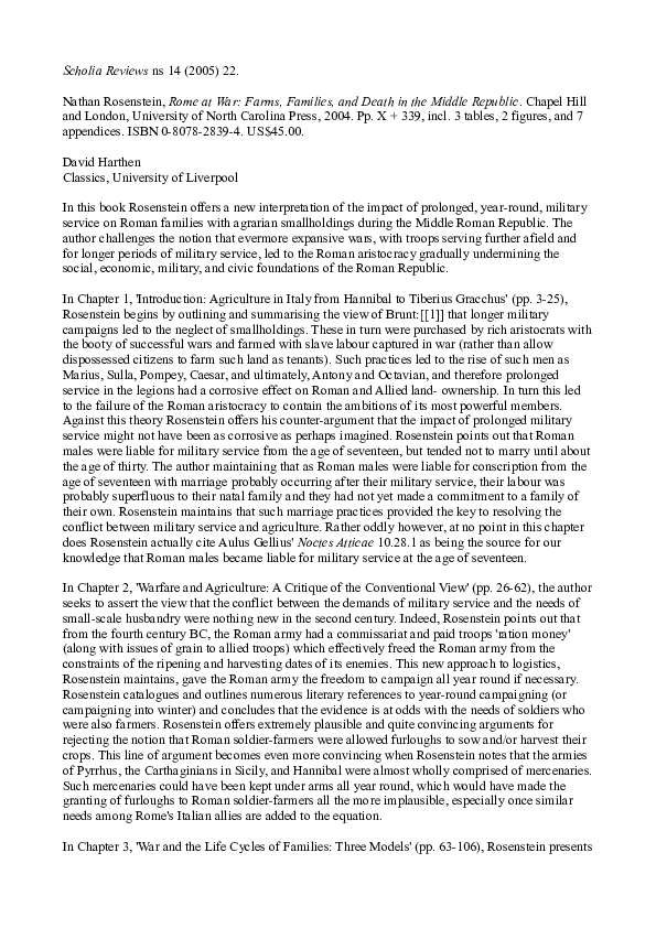 (PDF) "Rome at War: Farms, Families, and Death in the Middle Republic ...