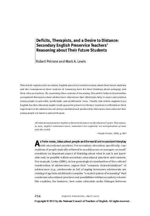 (PDF) Ideas of "Adolescence" in English Education | Robert Petrone ...