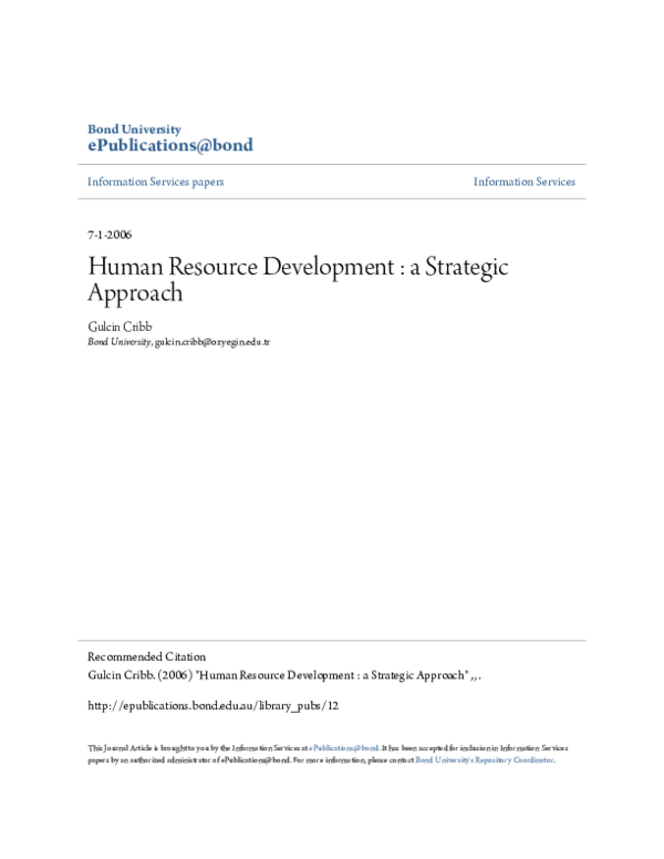 (PDF) Human Resource Development: a Strategic Approach