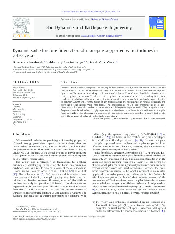 (PDF) Dynamic soil–structure interaction of monopile supported wind turbines in cohesive soil
