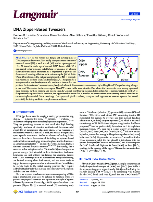 (PDF) DNA Zipper-Based Tweezers