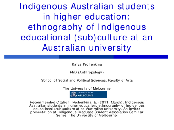 (PDF) Indigenous Australian students in higher education: Ethnography ...