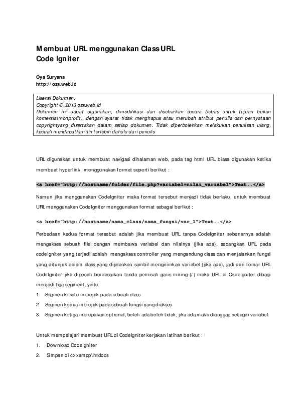 Pdf Membuat Url Dengan Class Url Di Codeigniter
