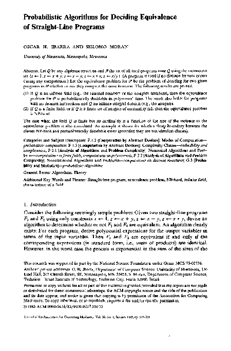 (PDF) Probabilistic Algorithms for Deciding Equivalence of Straight ...