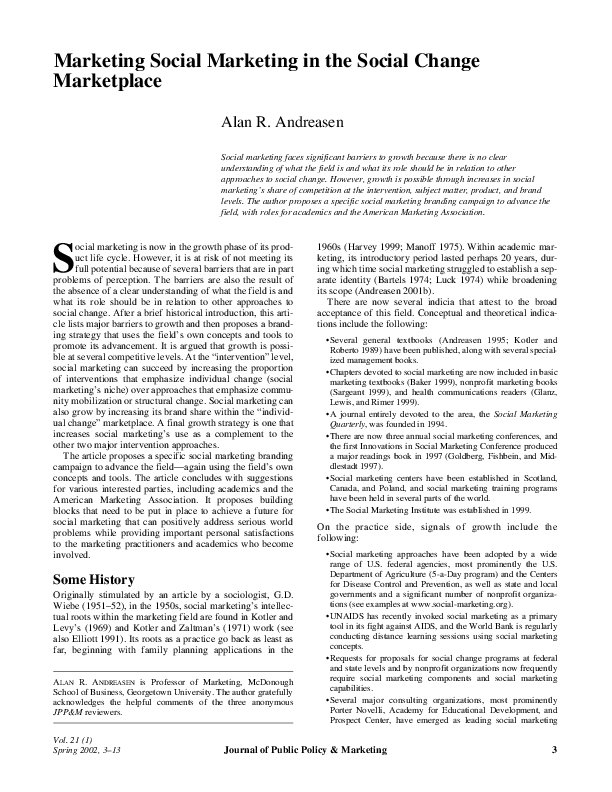 Marketing Social Marketing in the Social Change Marketplace