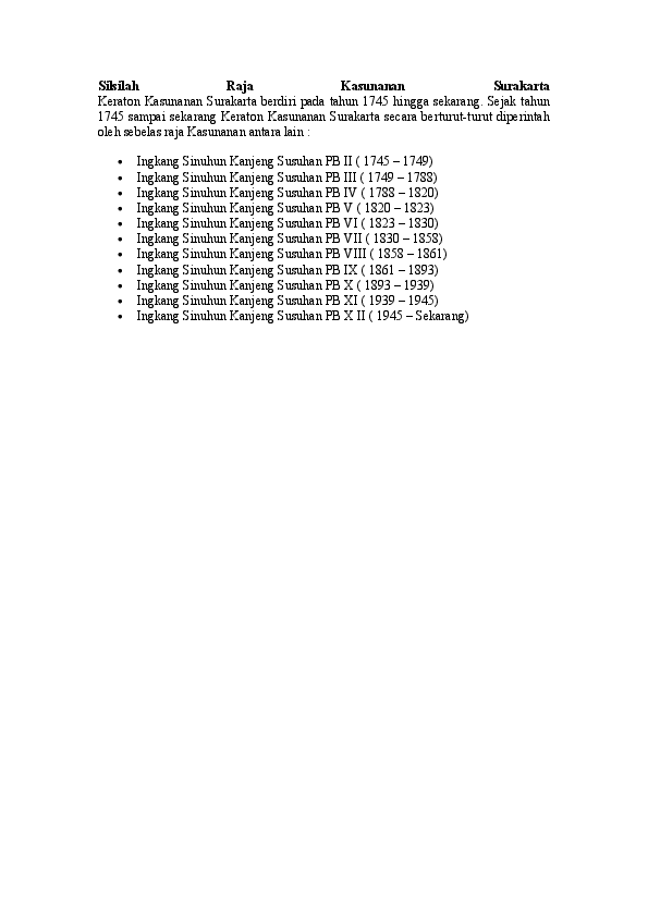 (DOC) Silsilah Raja Kasunanan Surakarta