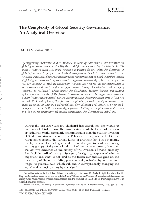 (PDF) The Complexity of Global Security Governance