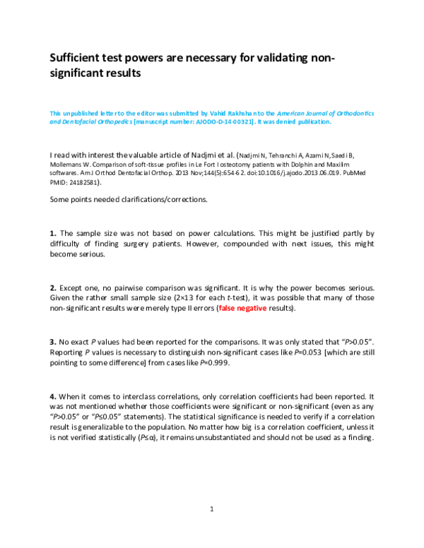 (PDF) Sufficient test powers are necessary for validating non ...