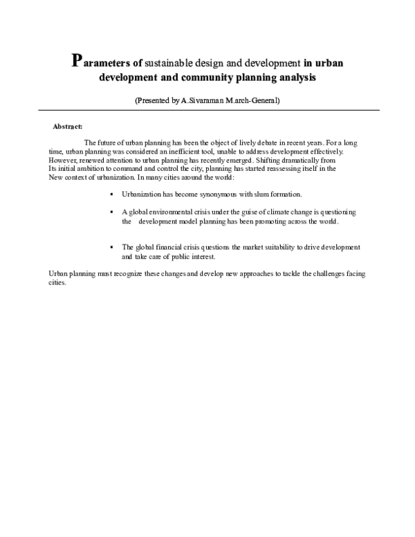 (DOC) Parameters of sustainable design and development in urban ...