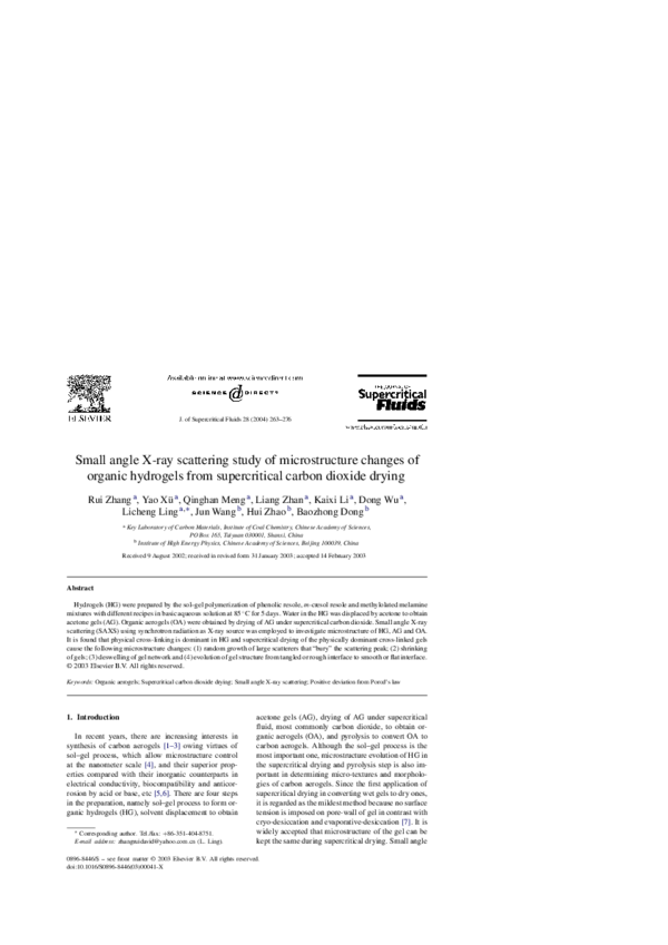 (PDF) Small angle X-ray scattering study of microstructure changes of