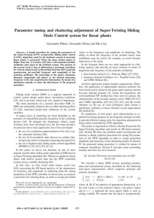 (PDF) Parameter tuning and chattering adjustment of Super-Twisting ...