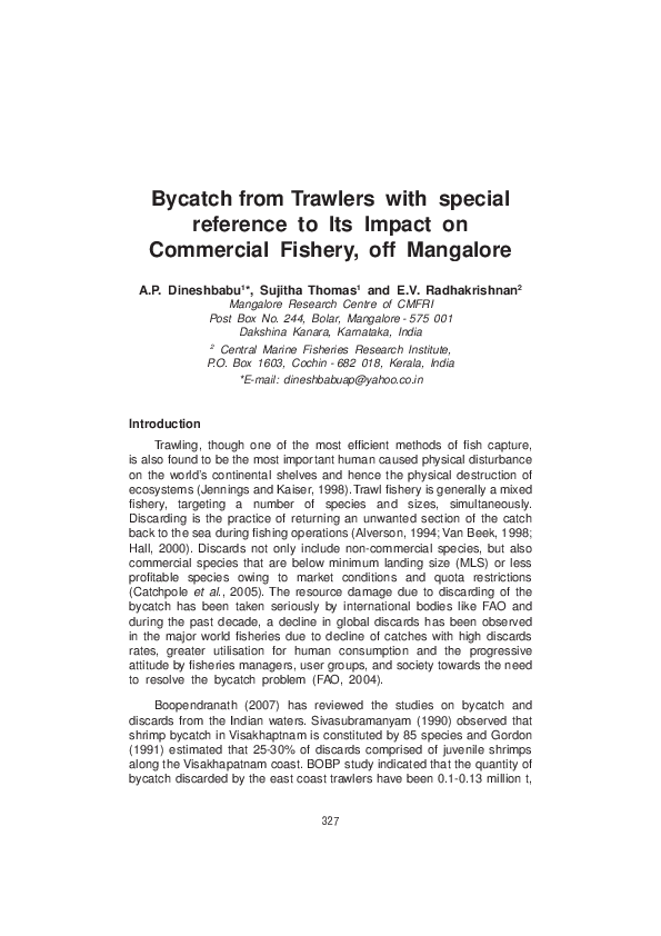 (PDF) Bycatch from Trawlers with special