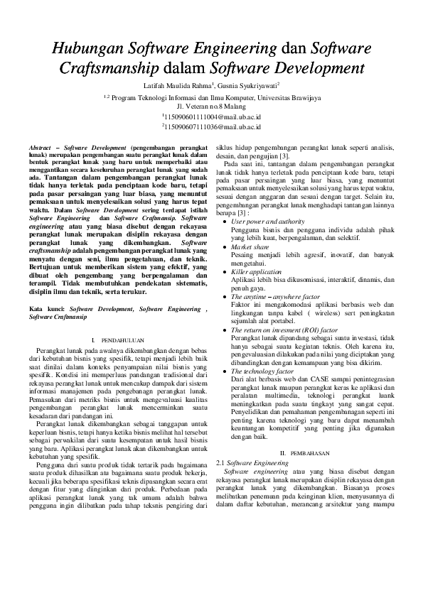 (PDF) Hubungan Software Engineering dan Software Craftsmanship dalam ...