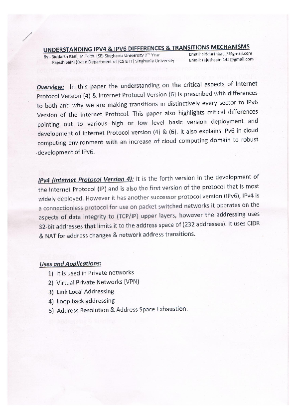 (PDF) UNDERSTANDING IPV4 & IPV6 DIFFRENCES & TRANSITION MECHANISMS