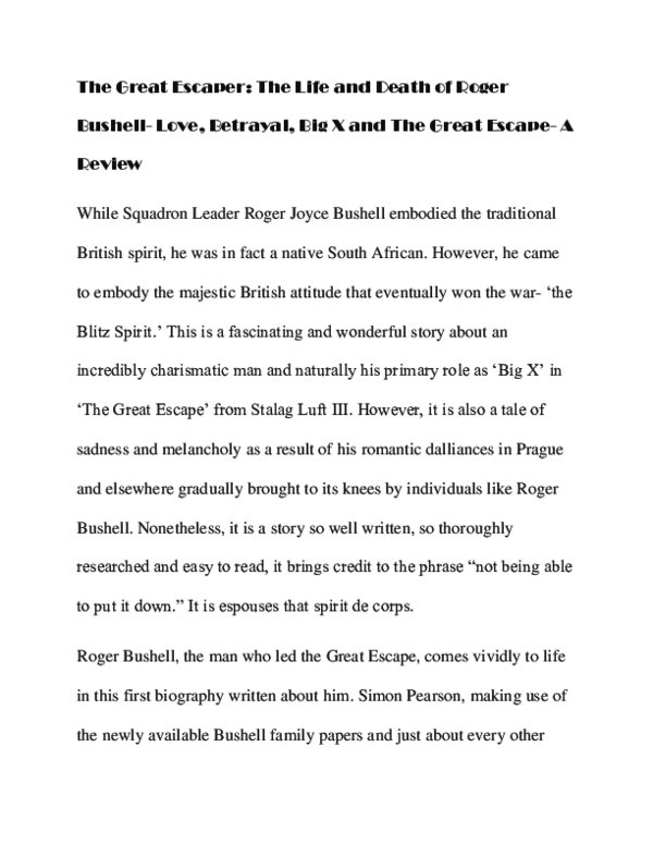 (DOC) The Great Escaper: The Life and Death of Roger Bushell- Love ...