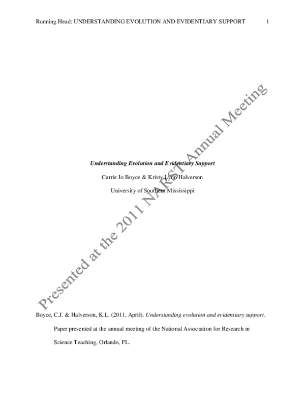 (PDF) Understanding Evolution and Evidentiary Support