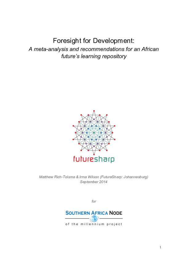 (PDF) Foresight for Development: A meta-analysis and recommendations for an African future’s ...