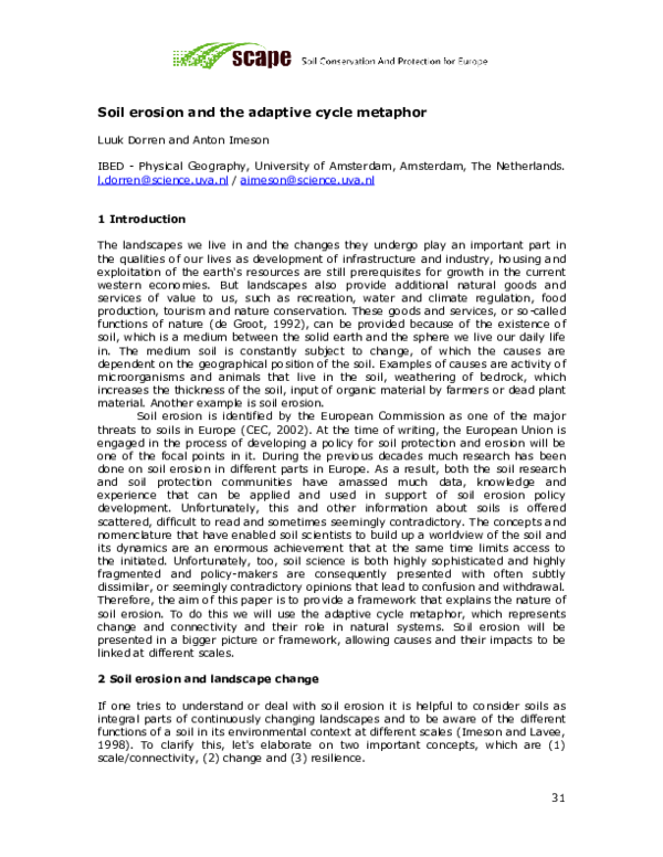 (PDF) Soil erosion and the adaptive cycle metaphor